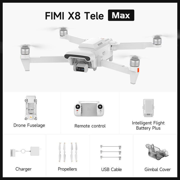 FIMI X8 Tele Max Camera Drone - White Color 4K/60fps Video Dual Camera ...